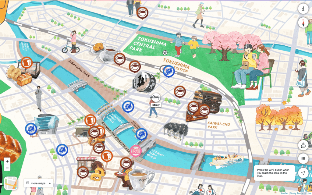 Switching between a standard map and illustrated map - サービスガイド