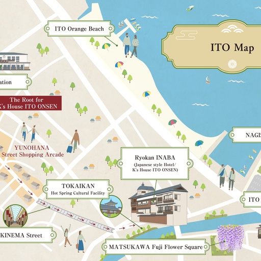 The surrounding map of Ryokan(Japanese style Hotel) INABA(K's House Ito ...